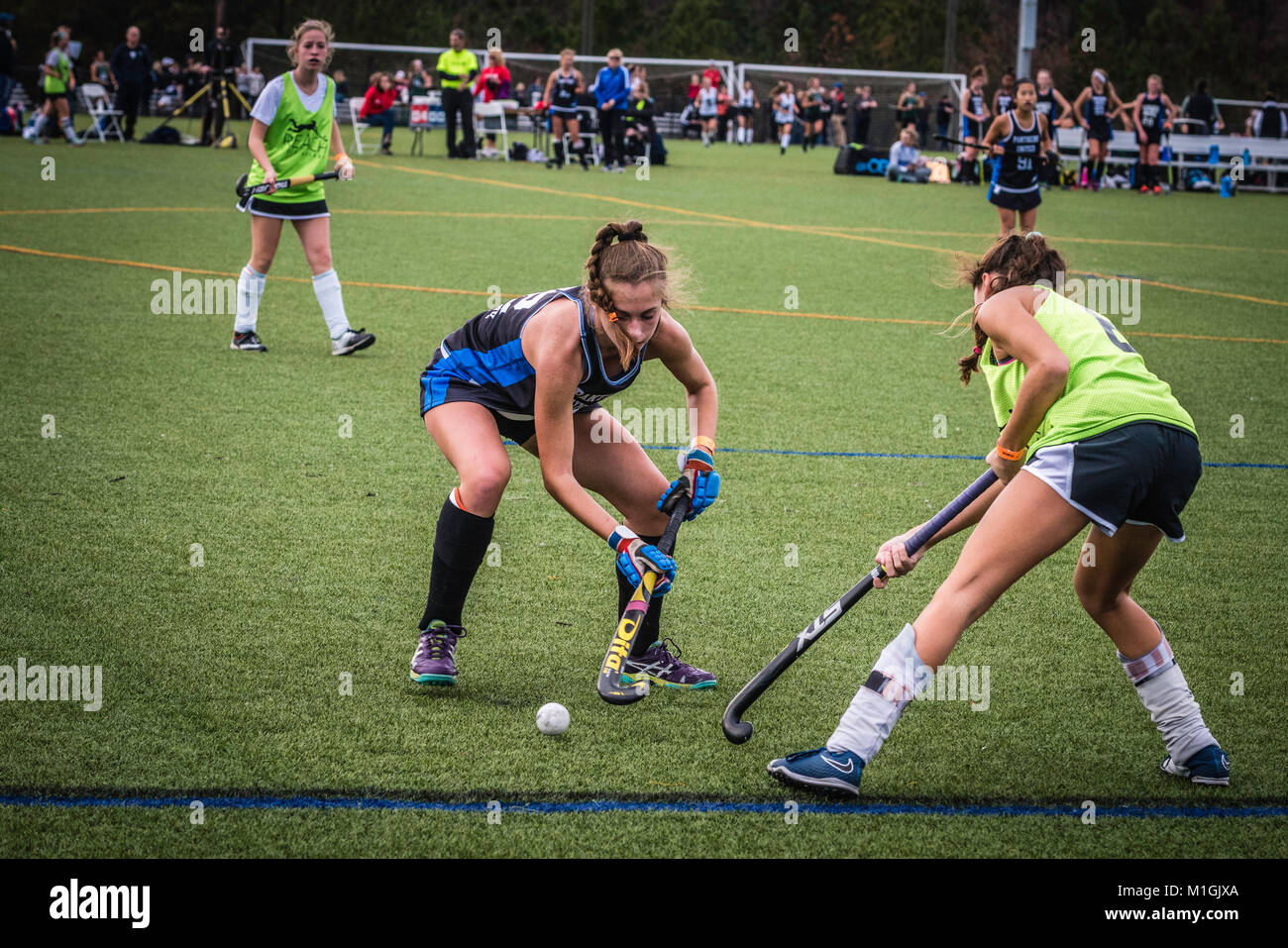 High school girls field hockey competition Stock Photo - Alamy