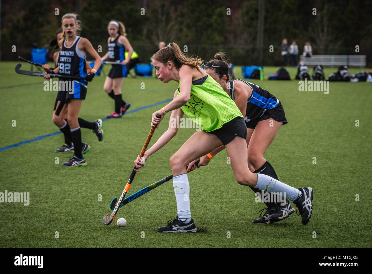 High school girls field hockey competition Stock Photo - Alamy
