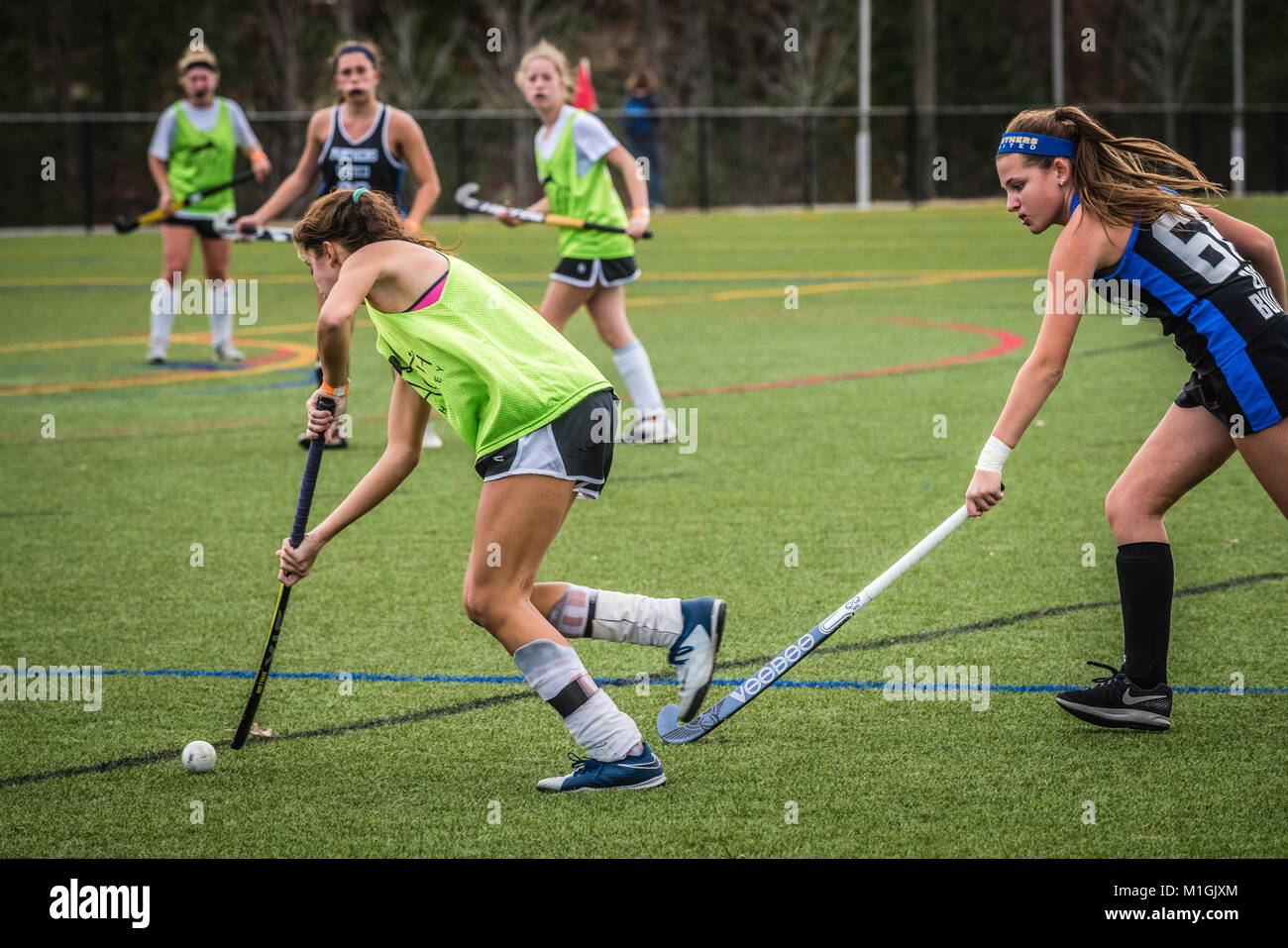 High school girls field hockey competition Stock Photo - Alamy