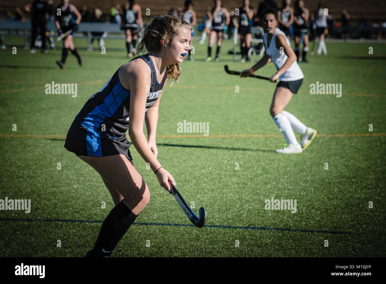 High school girls field hockey competition Stock Photo - Alamy