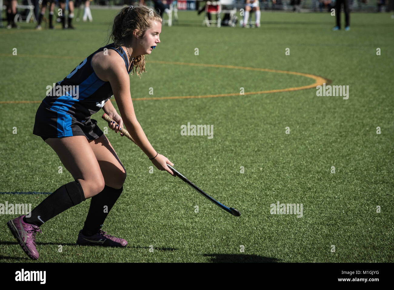 High school girls field hockey competition Stock Photo - Alamy