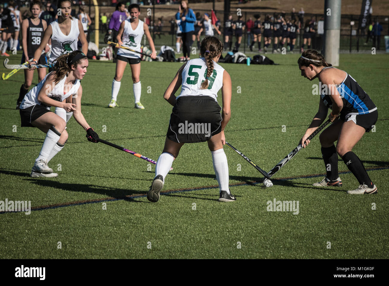 High school girls field hockey competition Stock Photo - Alamy