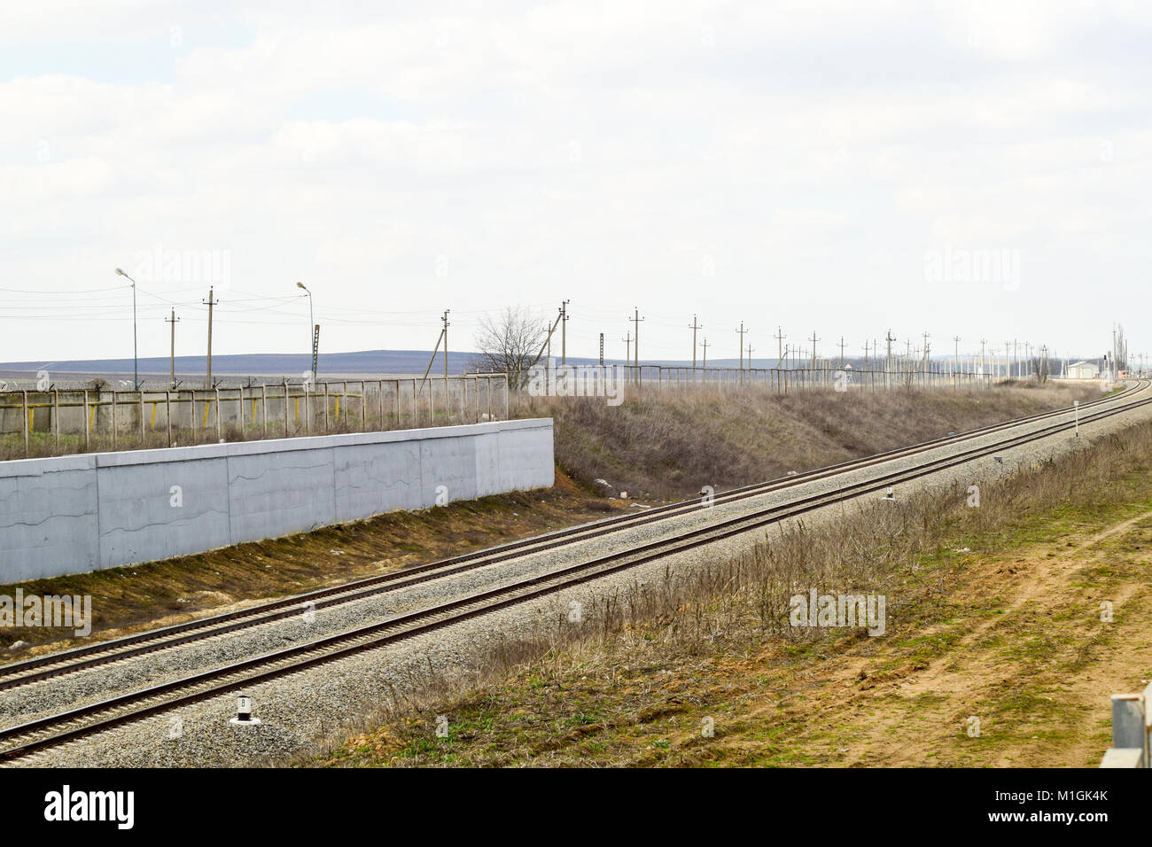 Railways. Railway for trains. Steel rails Stock Photo - Alamy