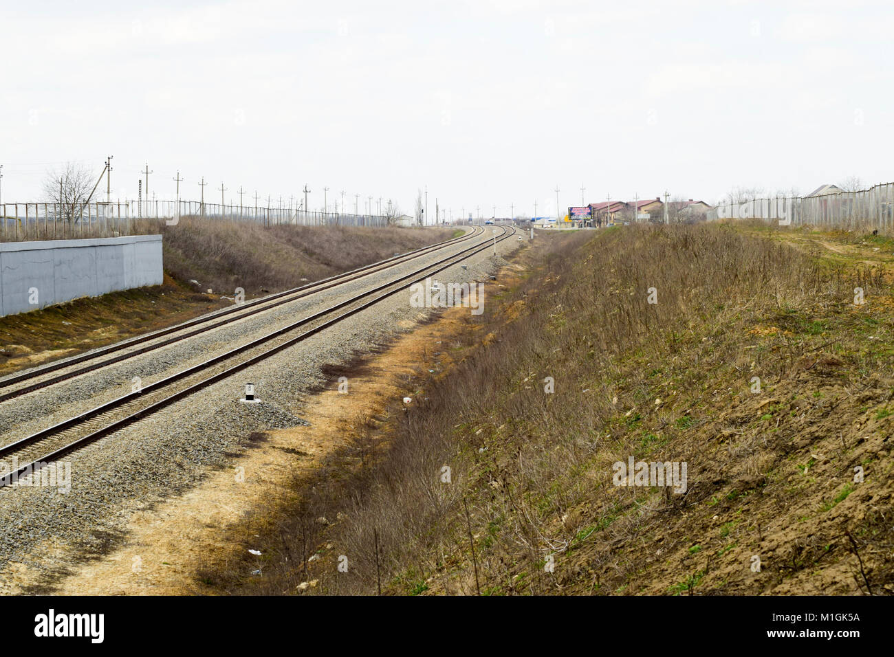 Railways. Railway for trains. Steel rails Stock Photo - Alamy