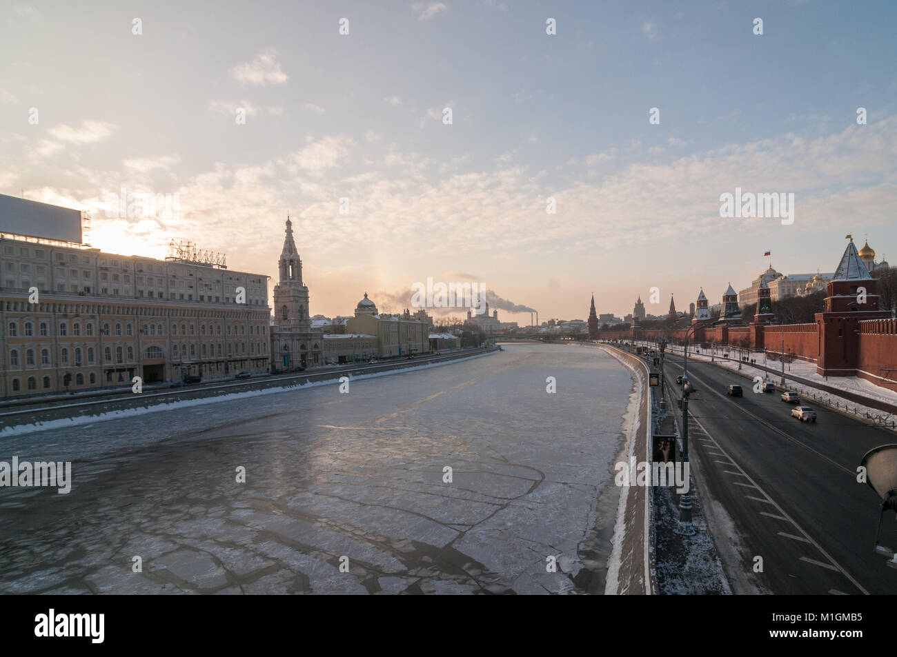 The Kremlin Wall around Red Square across the Moscow River in Moscow ...