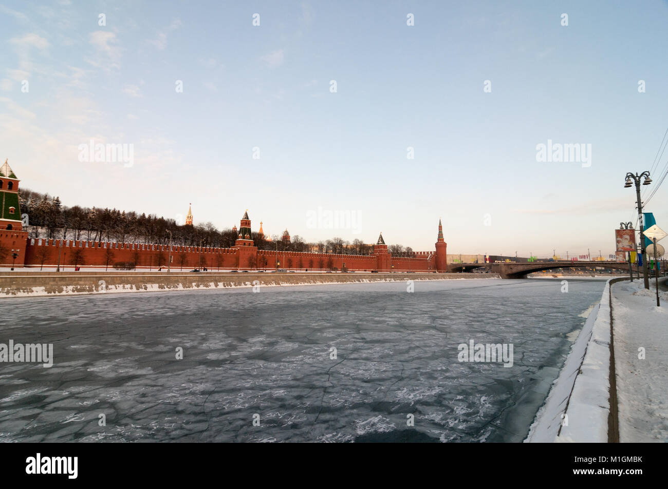 The Kremlin Wall around Red Square across the Moscow River in Moscow ...