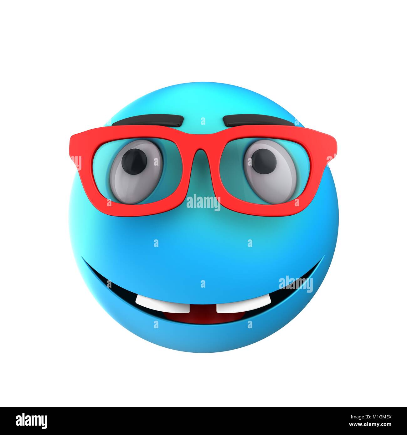3d illustration of blue emoticon smile over white background with Stock ...