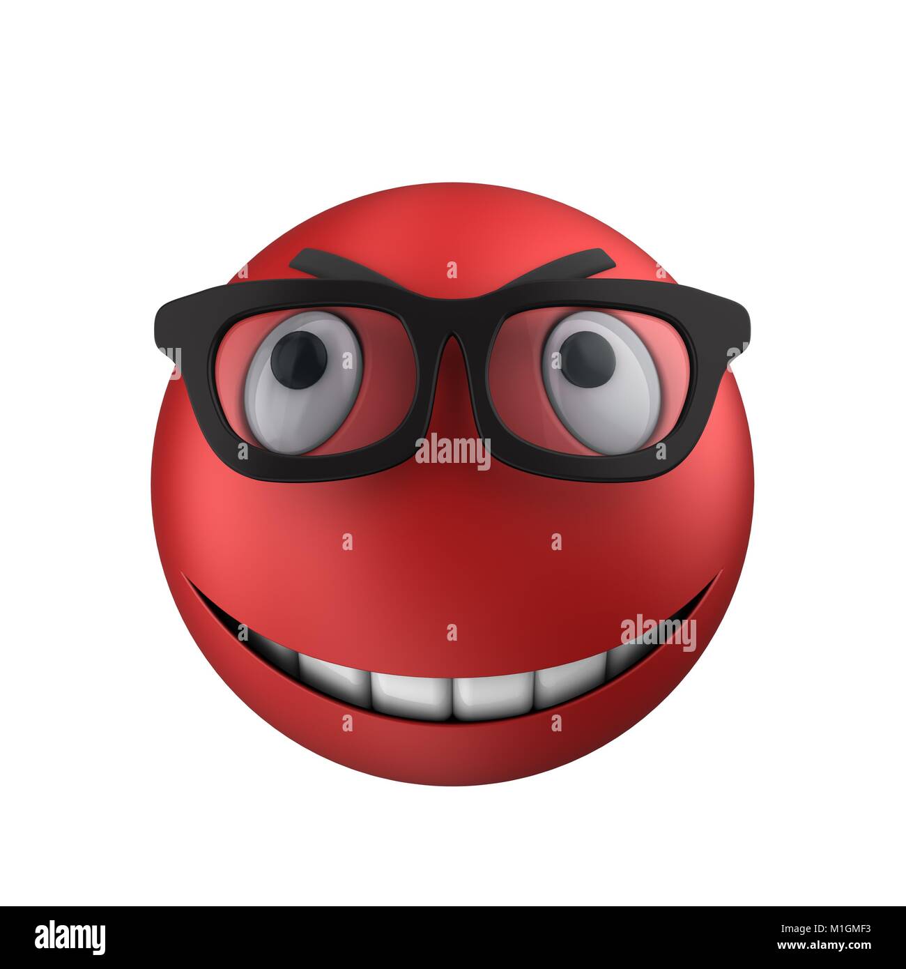 3d illustration of red emoticon smile over white background with Stock ...