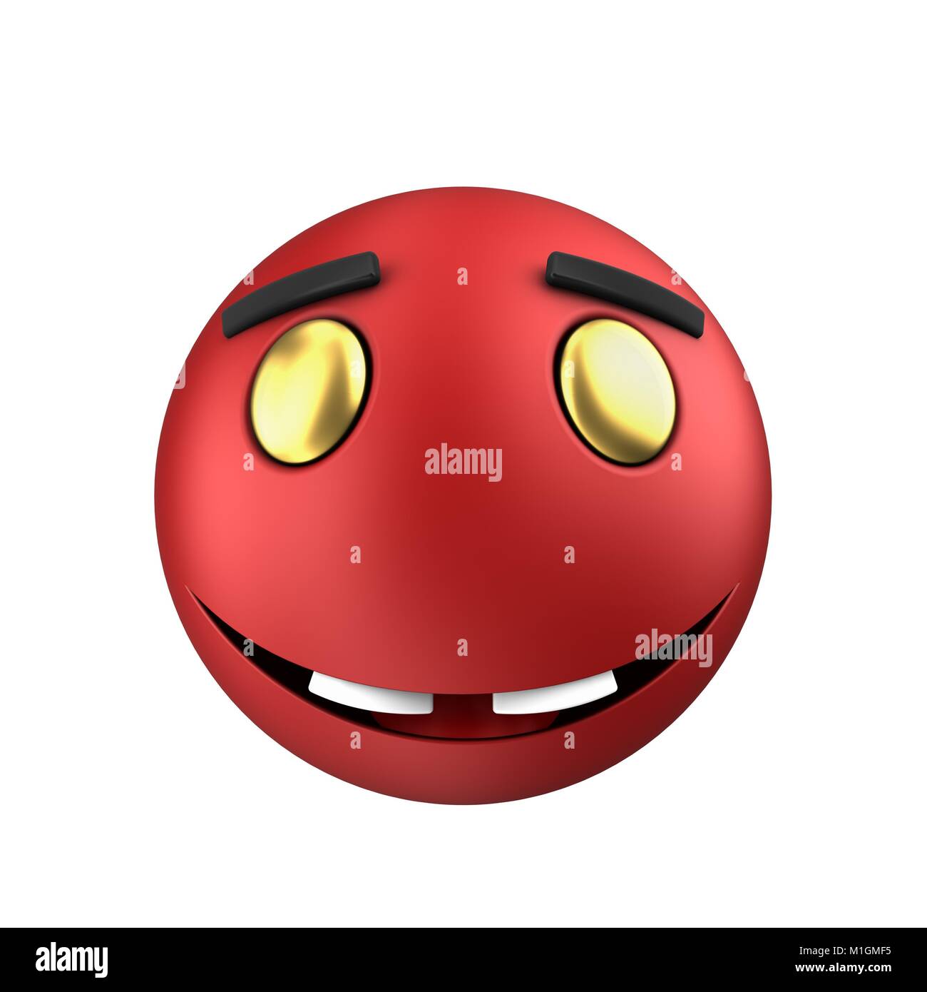 3d illustration of red emoticon smile over white background with yellow ...