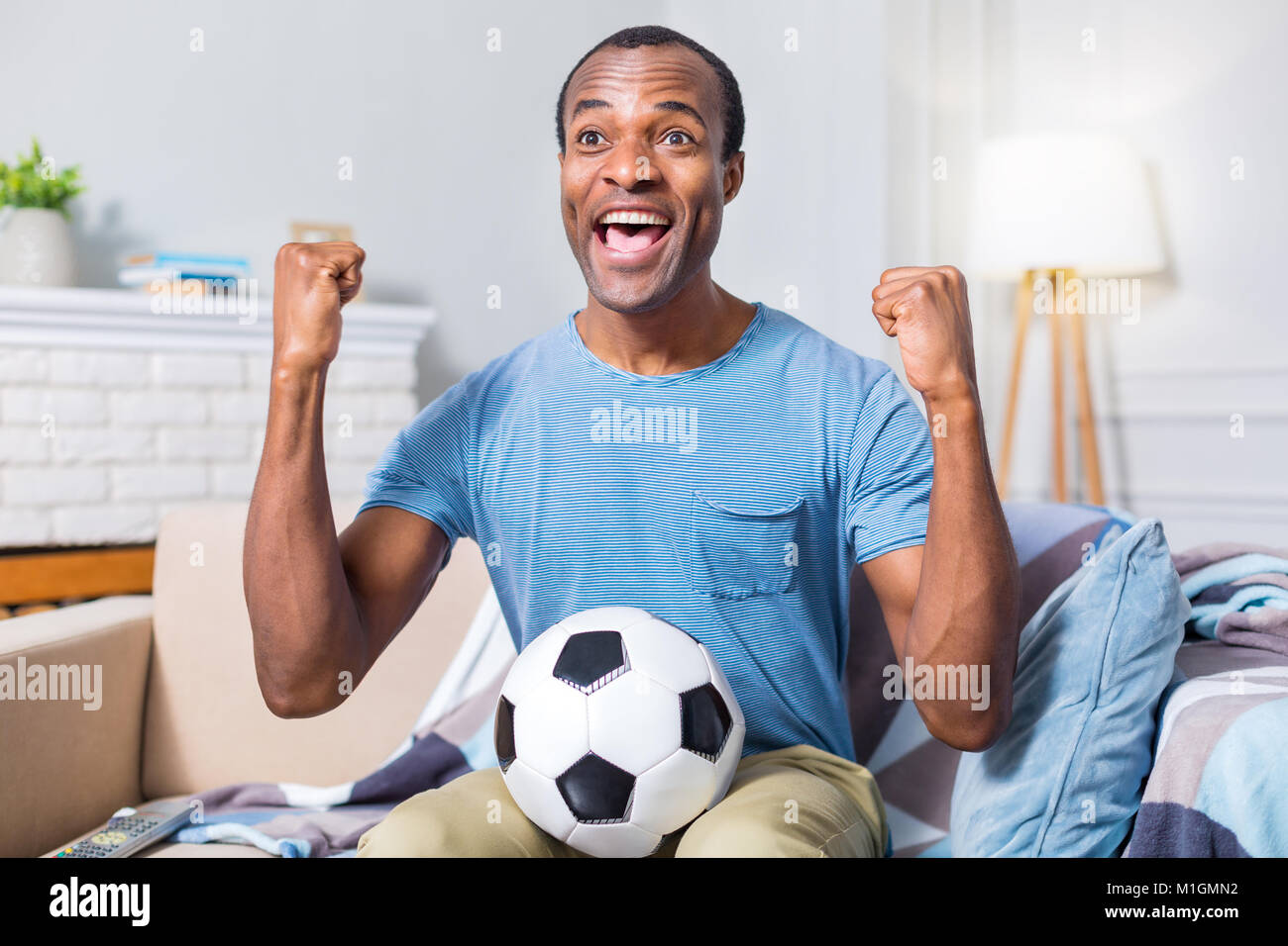 Nice positive man expressing his happiness Stock Photo - Alamy