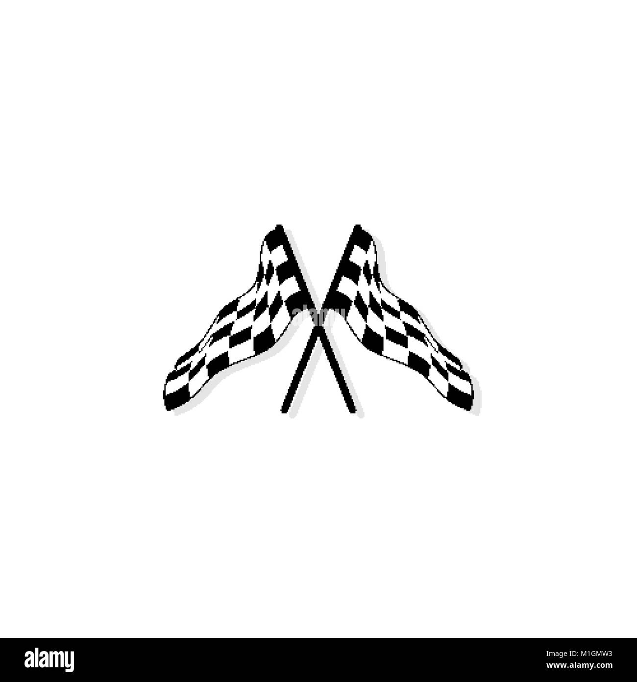 User interface race icon. Crossed checkered flags sign Stock Vector ...