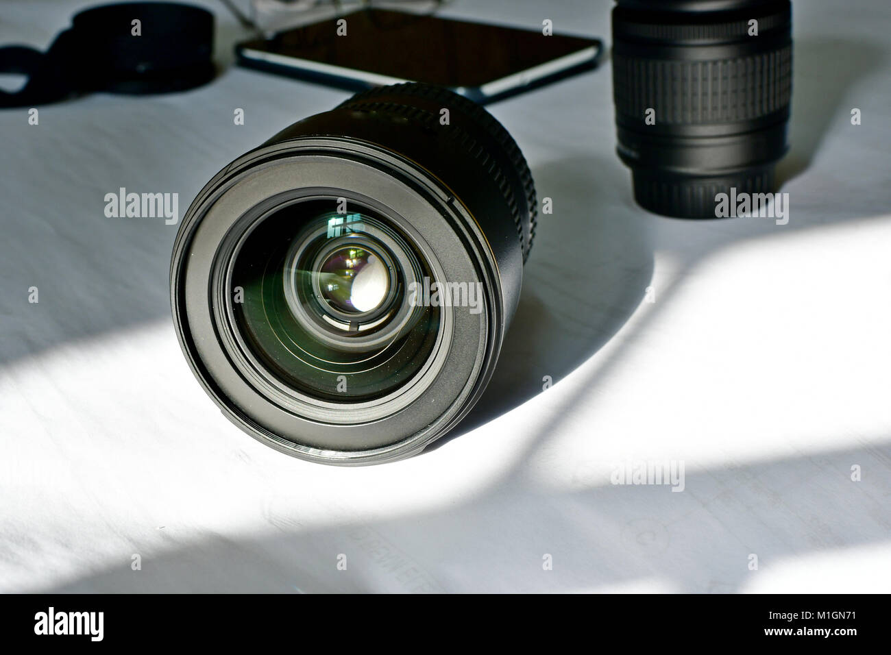 DSLR Lenses for wide angle and telephoto zooms Stock Photo - Alamy