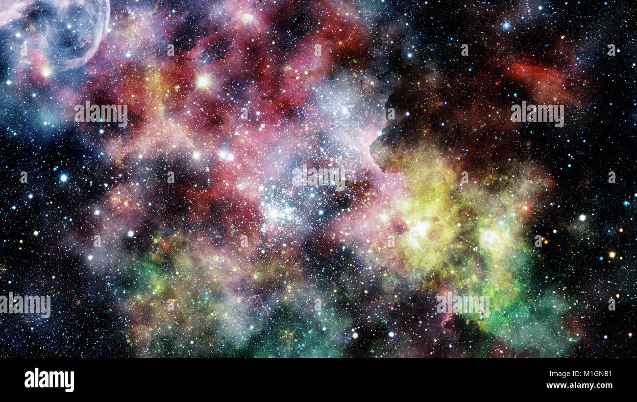 Colorful nebulas, galaxies and stars in deep space. Elements of this ...