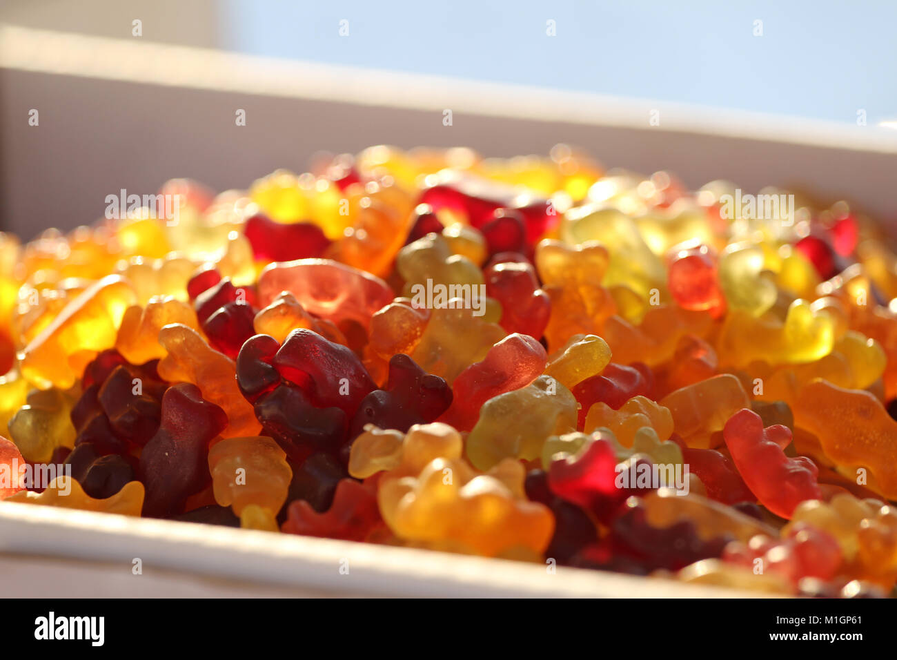 Gummy candies. Jelly candies. Gummy bears or worms. Mix of gummy ...