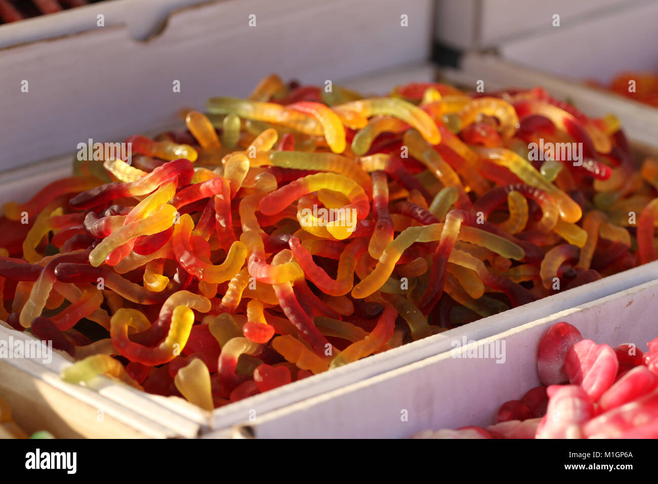 Gummy candies. Jelly candies. Gummy bears or worms. Mix of gummy ...