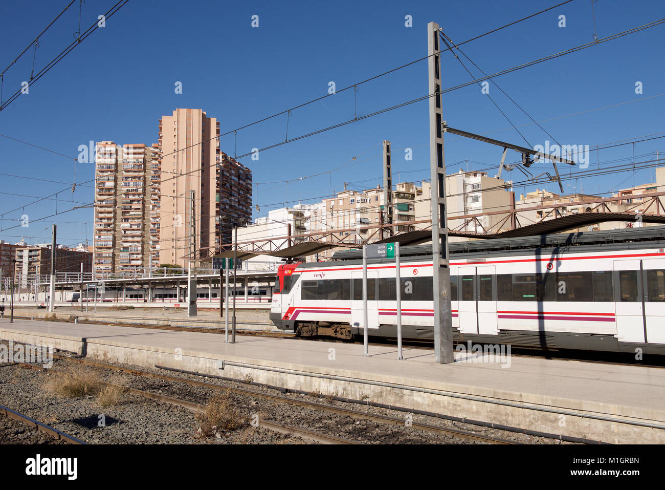 Train at railway station in Alicante, Spain Stock Photo - Alamy