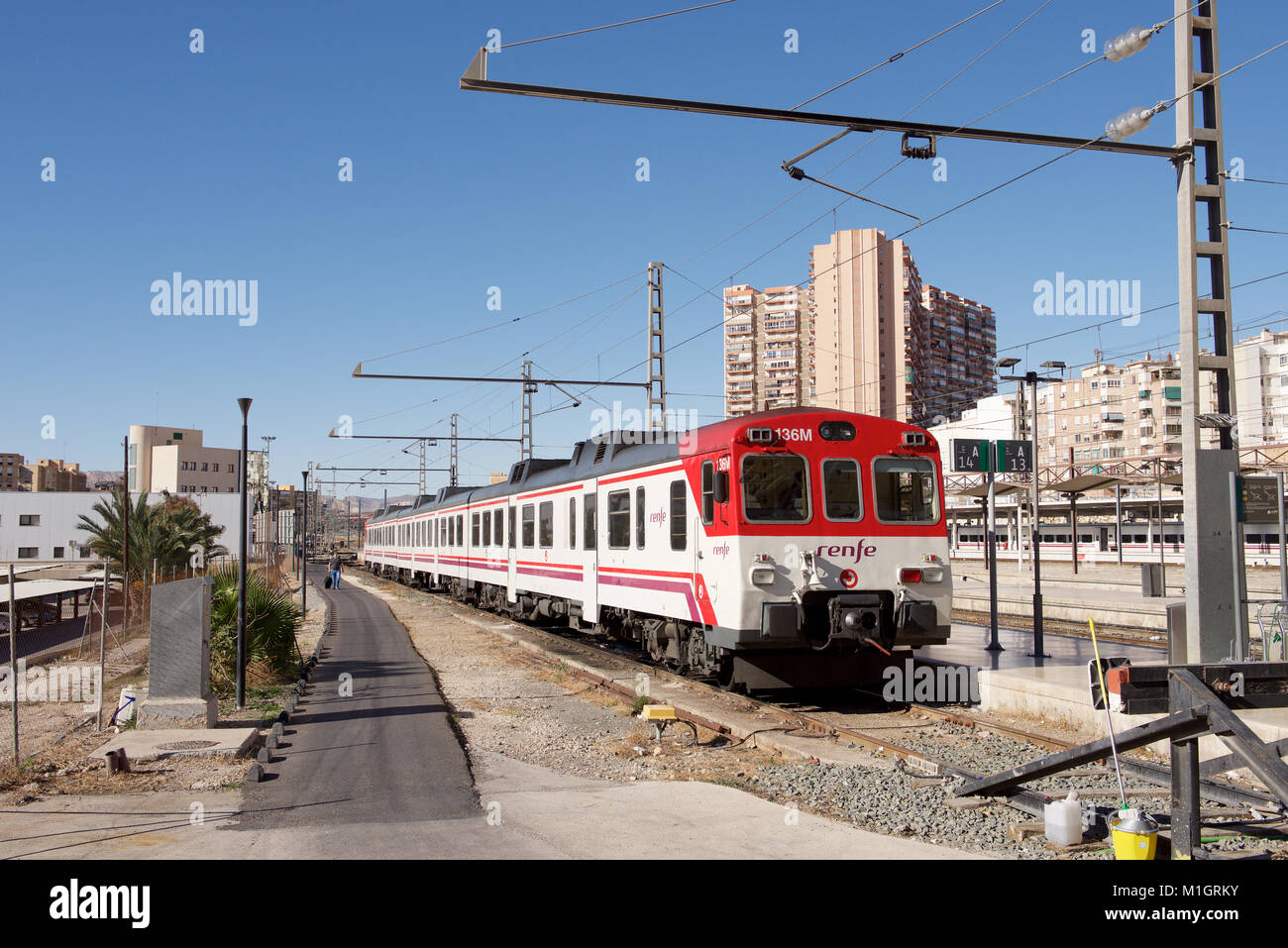 Train at railway station in Alicante, Spain Stock Photo - Alamy