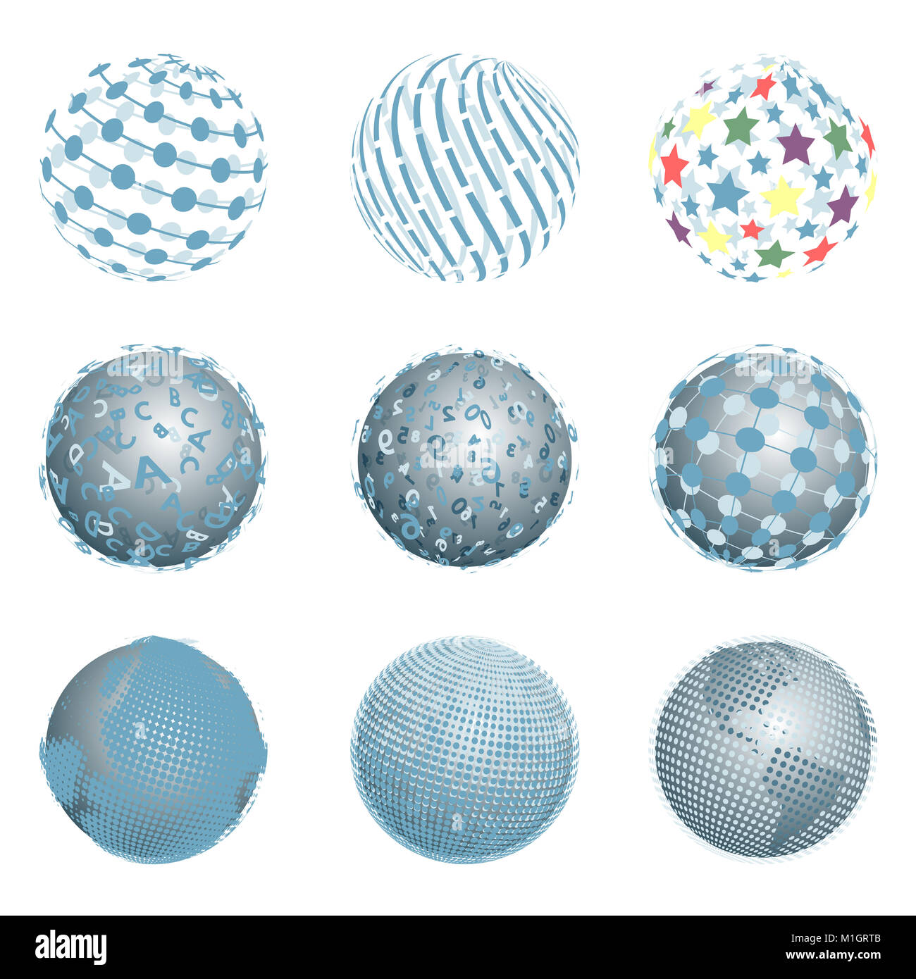 Illustration Nine Abstract Balls on the White Background Stock Photo ...