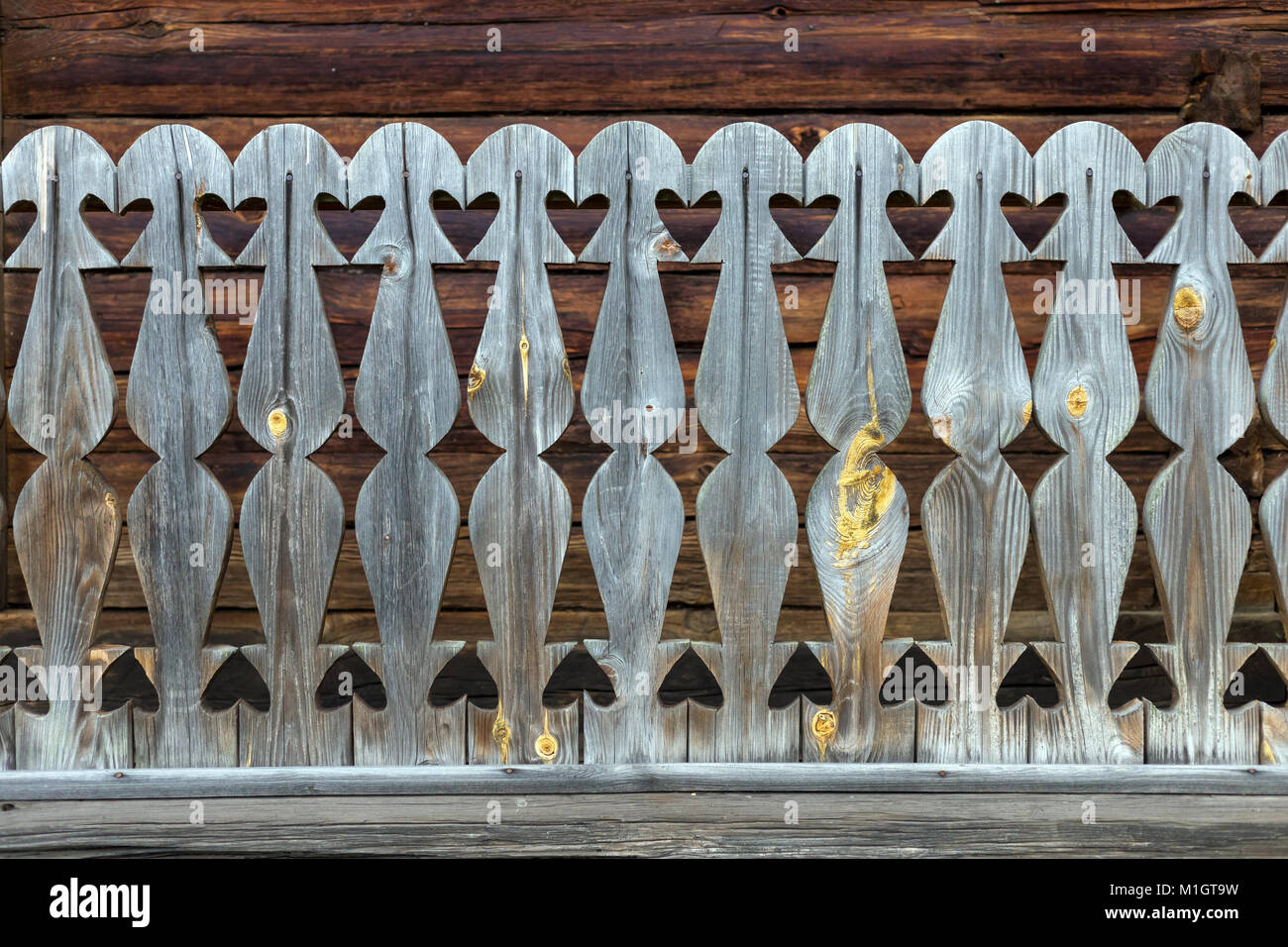 The old wood balustrade with natural patterns Stock Photo - Alamy
