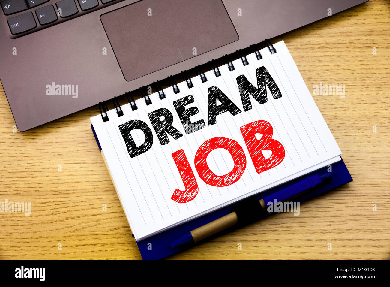Hand writing text caption inspiration showing Dream Job. Business ...