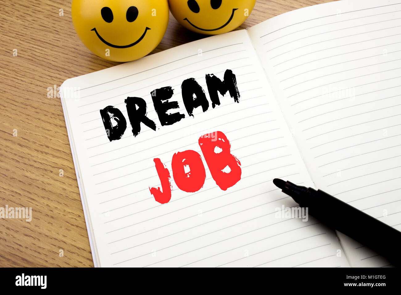 Handwritten text caption showing Dream Job. Business concept writing ...