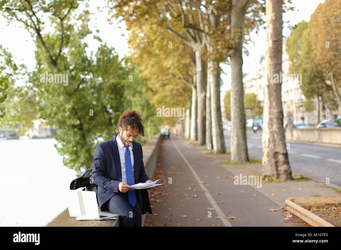 theatre actor preparing for performance with laptop near Stock Photo ...
