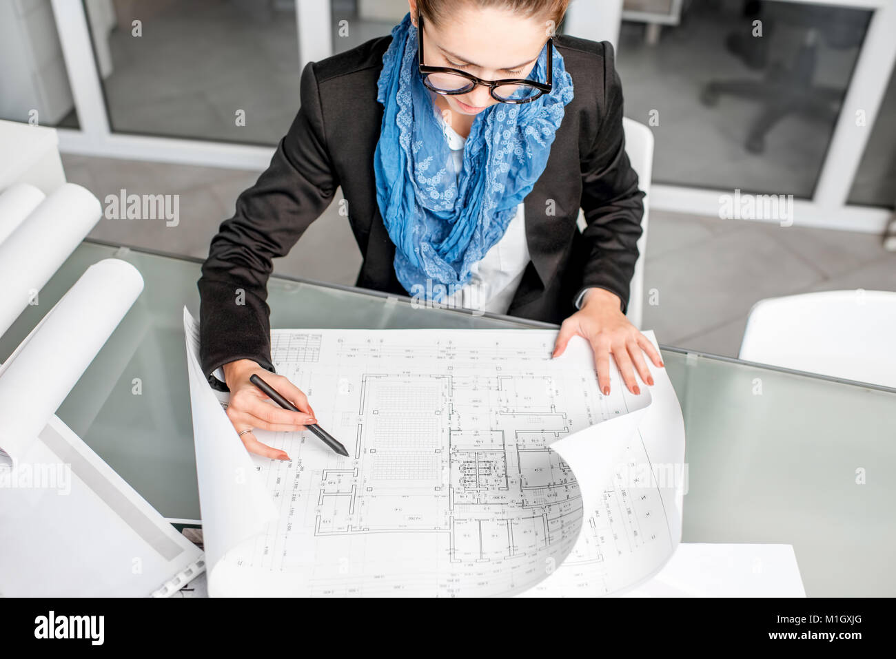 Architect working in the office Stock Photo - Alamy