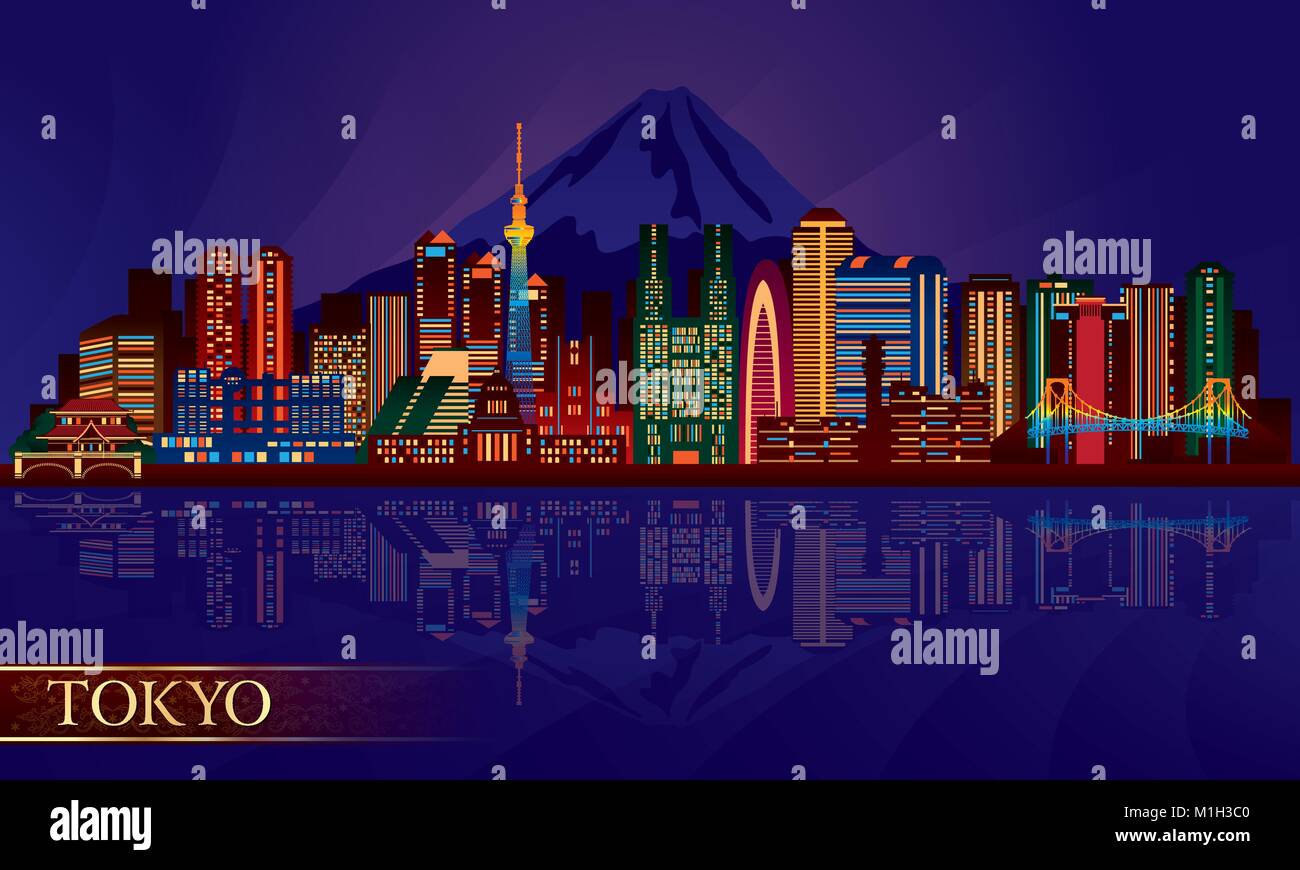 City Skyline Night Drawing