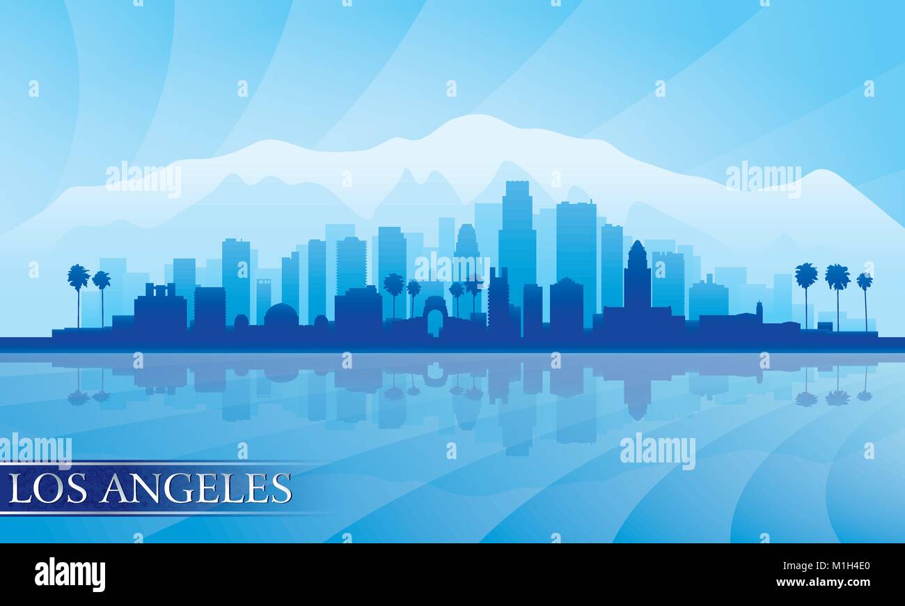 Los Angeles city skyline detailed silhouette. Vector illustration Stock ...