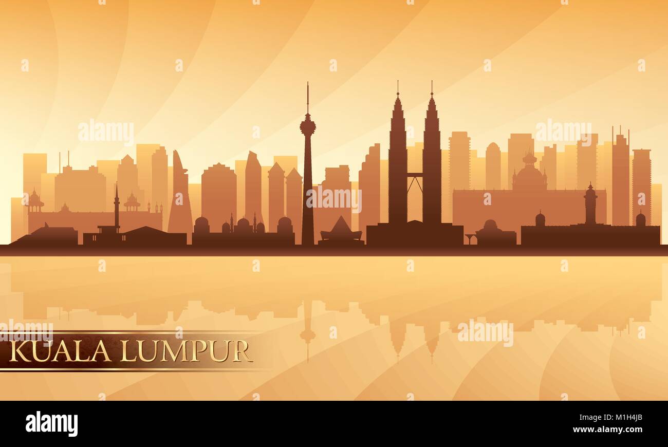 Kuala Lumpur city skyline. Vector silhouette illustration Stock Vector ...