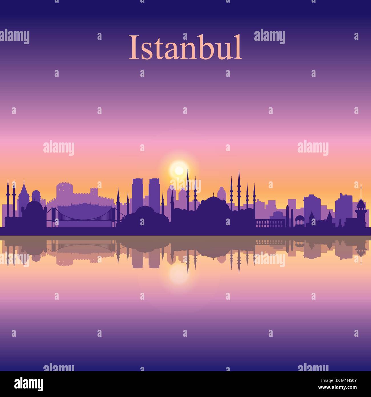 Istanbul city skyline silhouette background, vector illustration Stock ...
