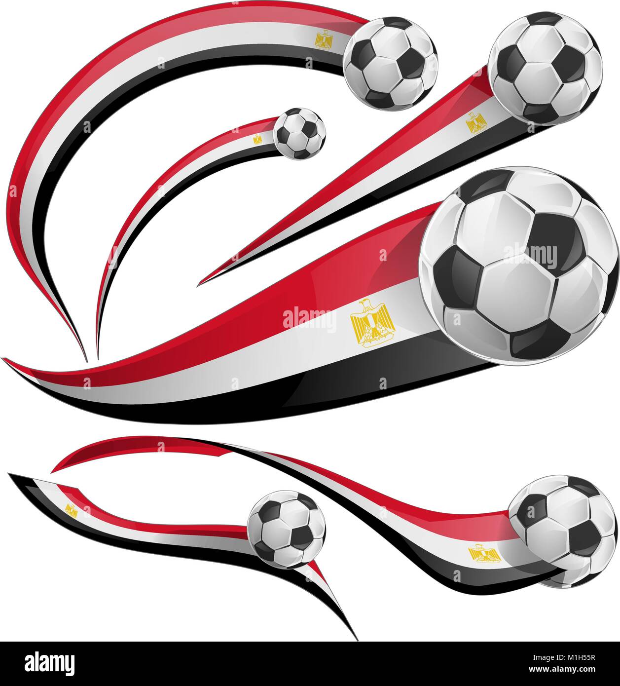egypt flag set with soccer ball isolated on white Stock Vector Image ...
