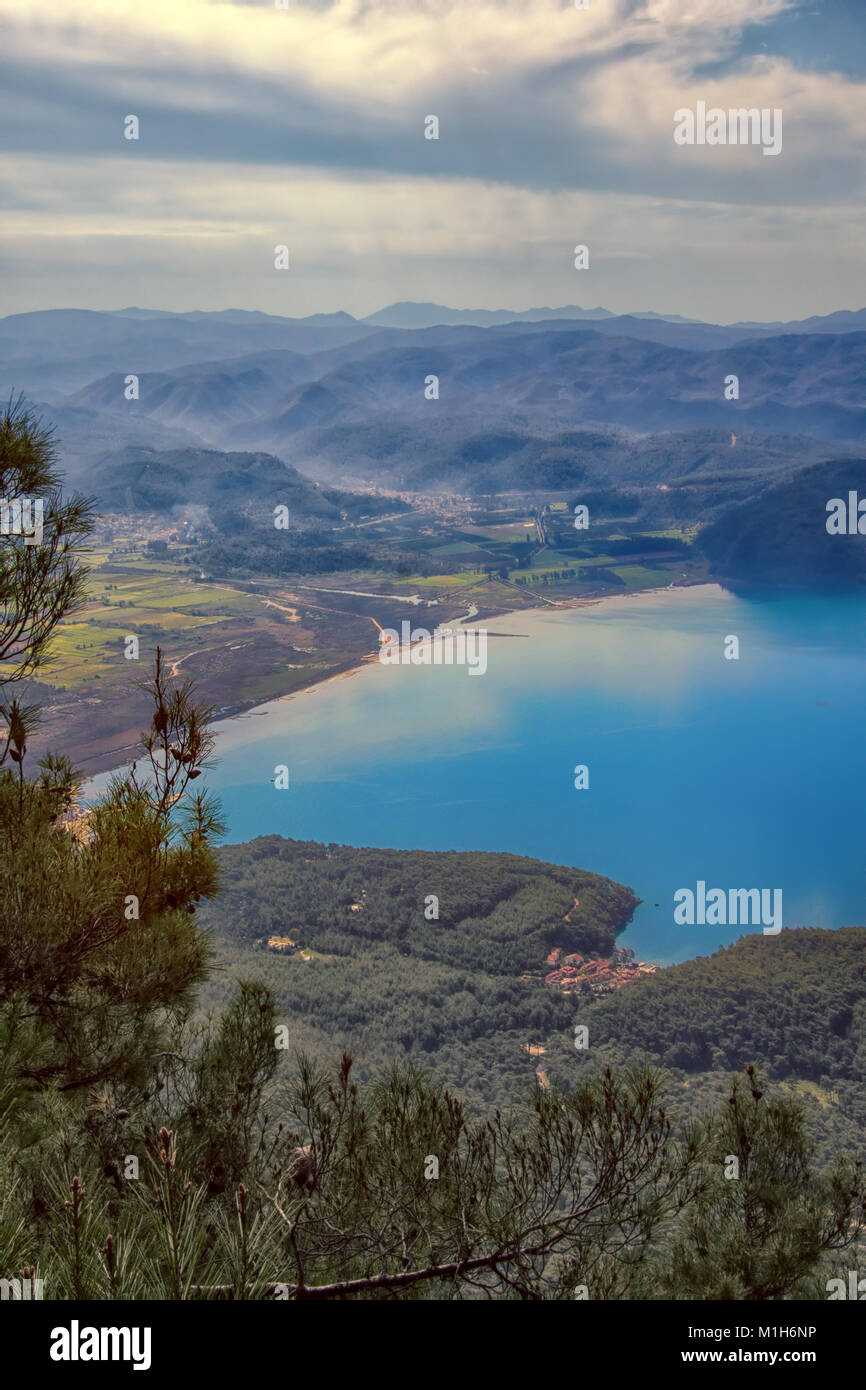 Mediterranean cliffs view from shore of sea. breathtaking landscapes of ...