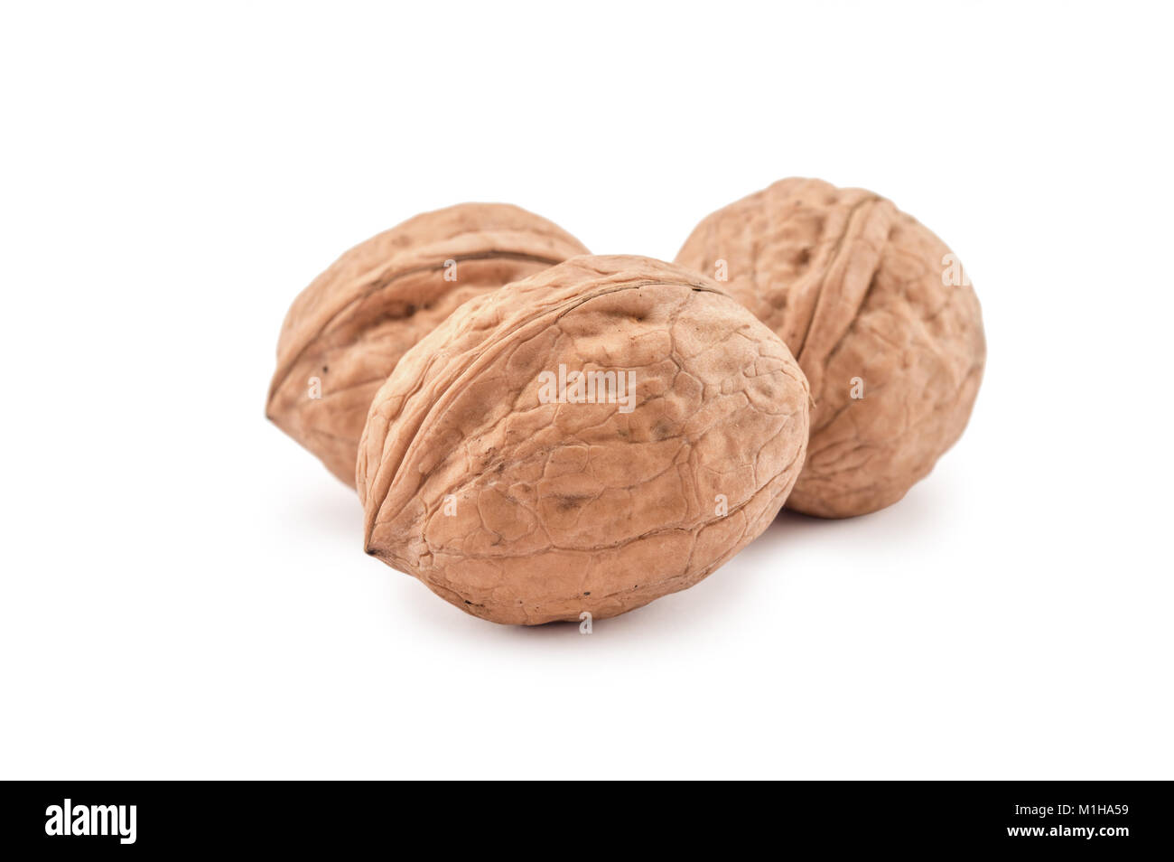 Three walnuts closeup isolated on the white background Stock Photo - Alamy
