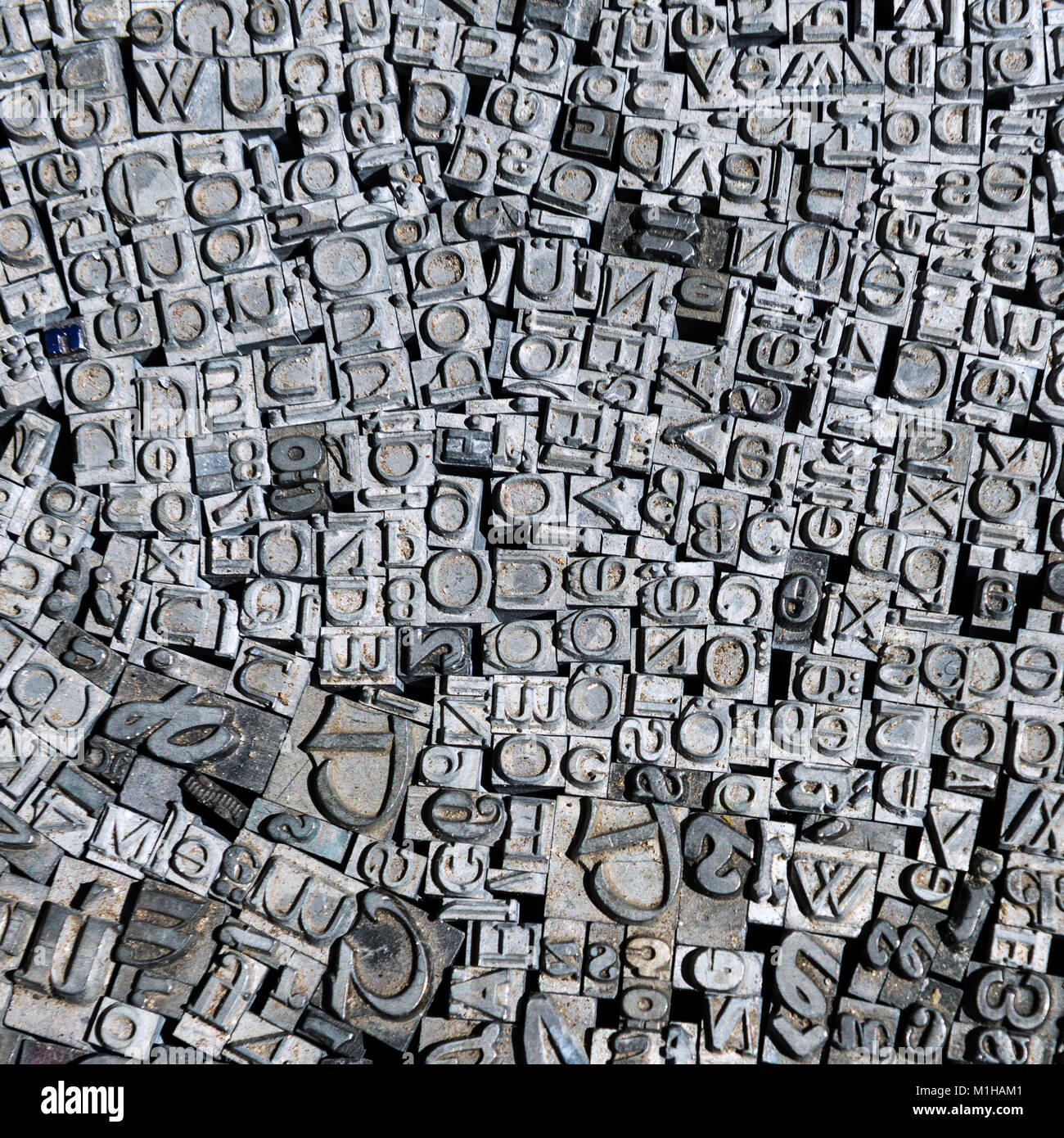 Old letterpress German letters from a flea market, background, square ...