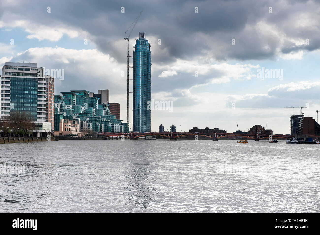 A view of St George Wharf Tower, a residential skyscraper under ...