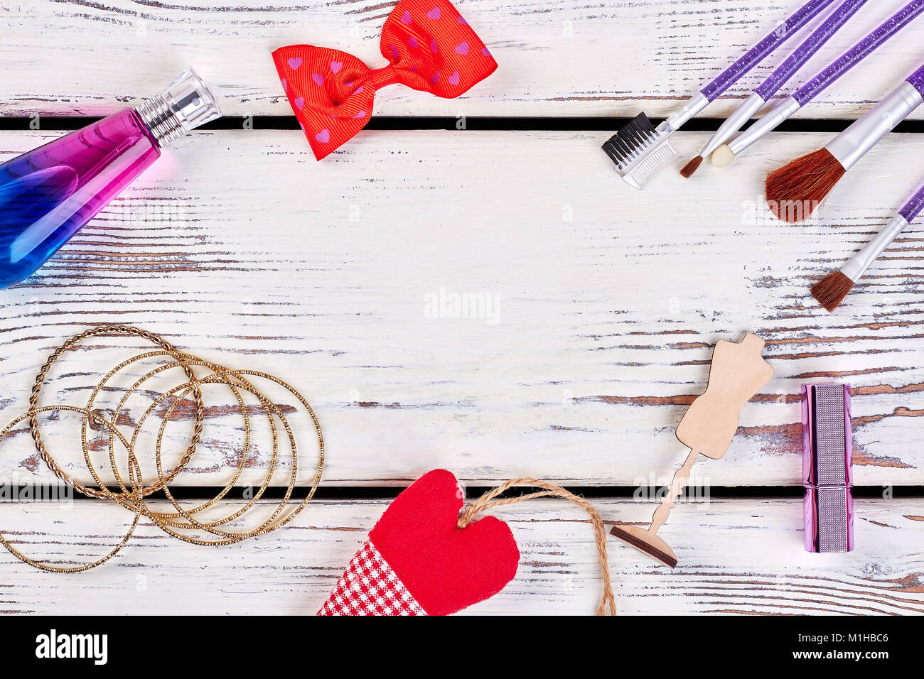 Top view on dressing table Stock Photo - Alamy