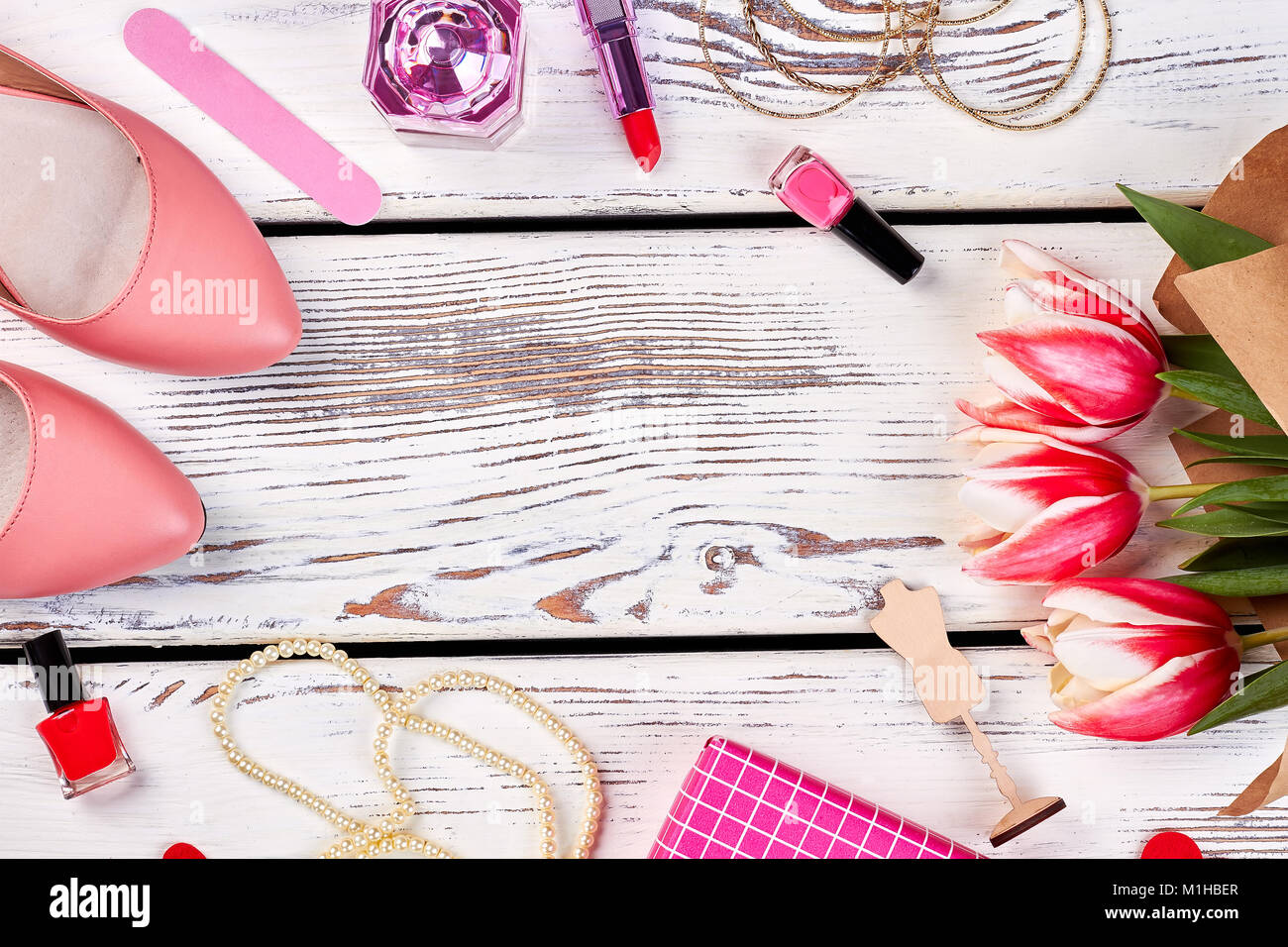 Girls' favorite things background Stock Photo - Alamy