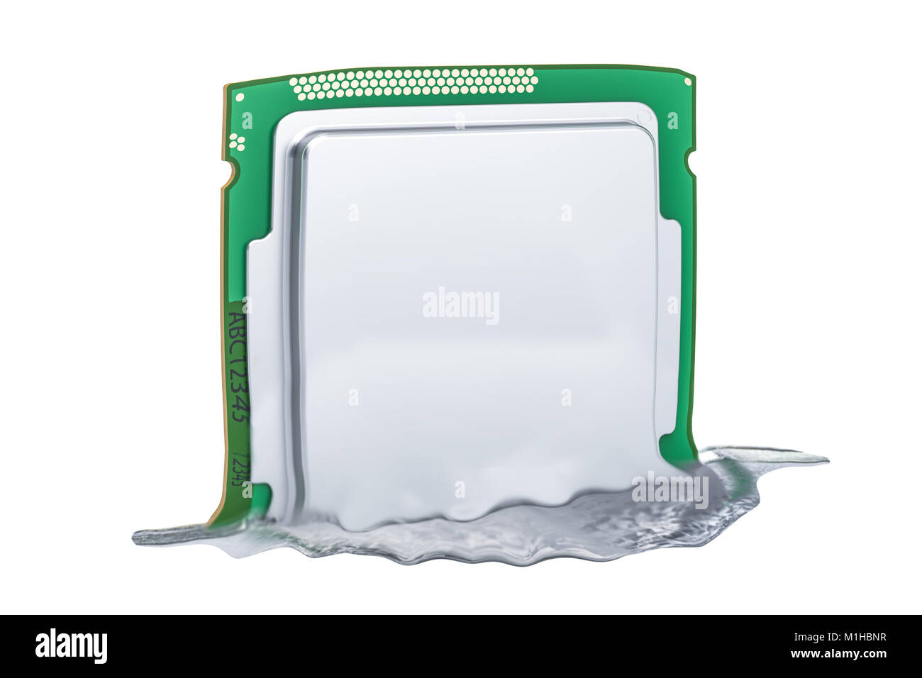 Meltdown security vulnerability concept, melting CPU processor. 3D ...