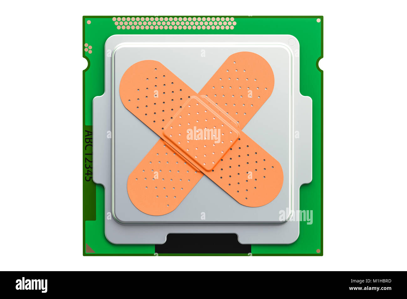 Patch for CPU processor concept, 3D rendering isolated on white ...