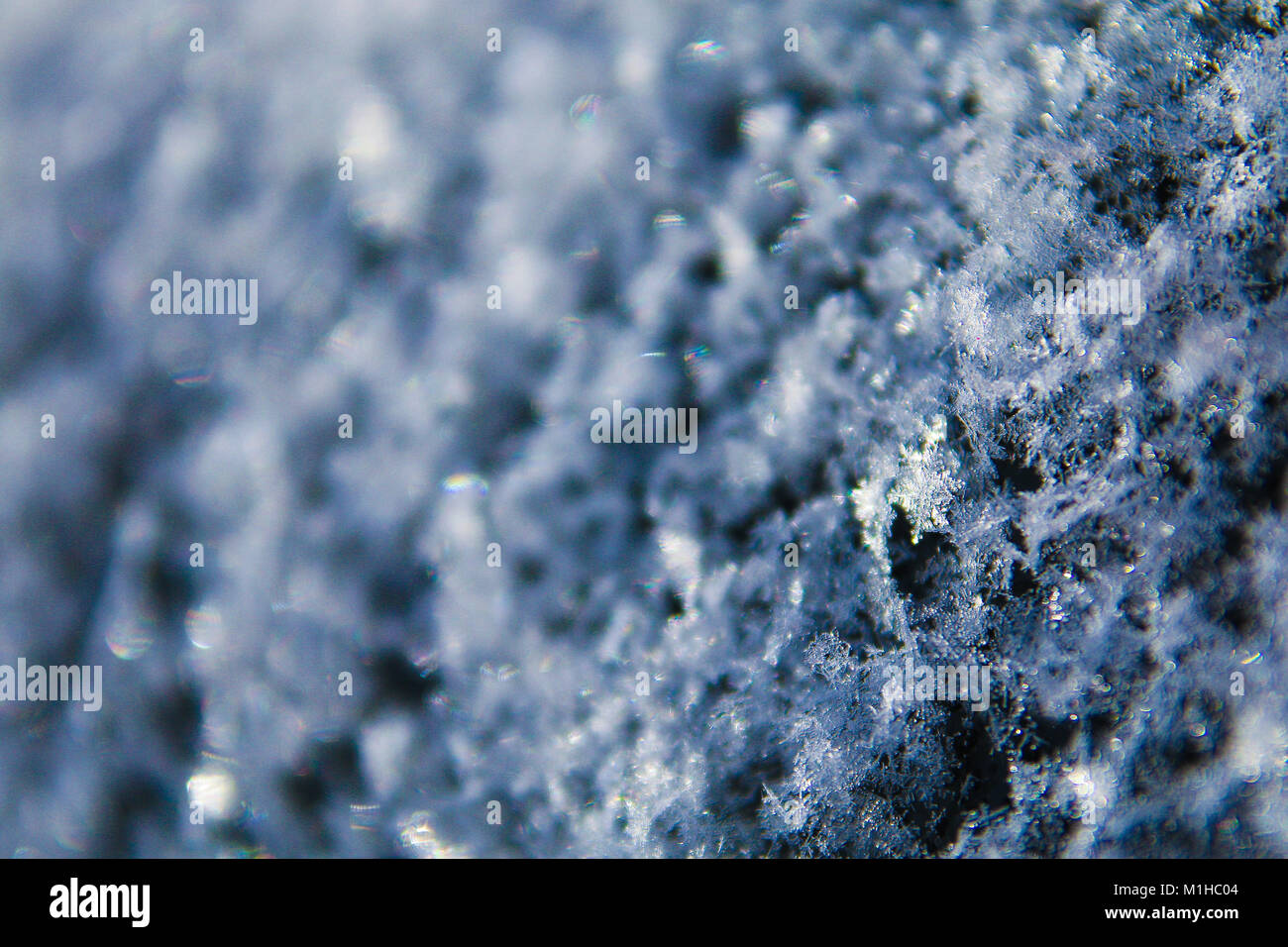 A detail picture of the single snow flake visible in the snow Stock ...