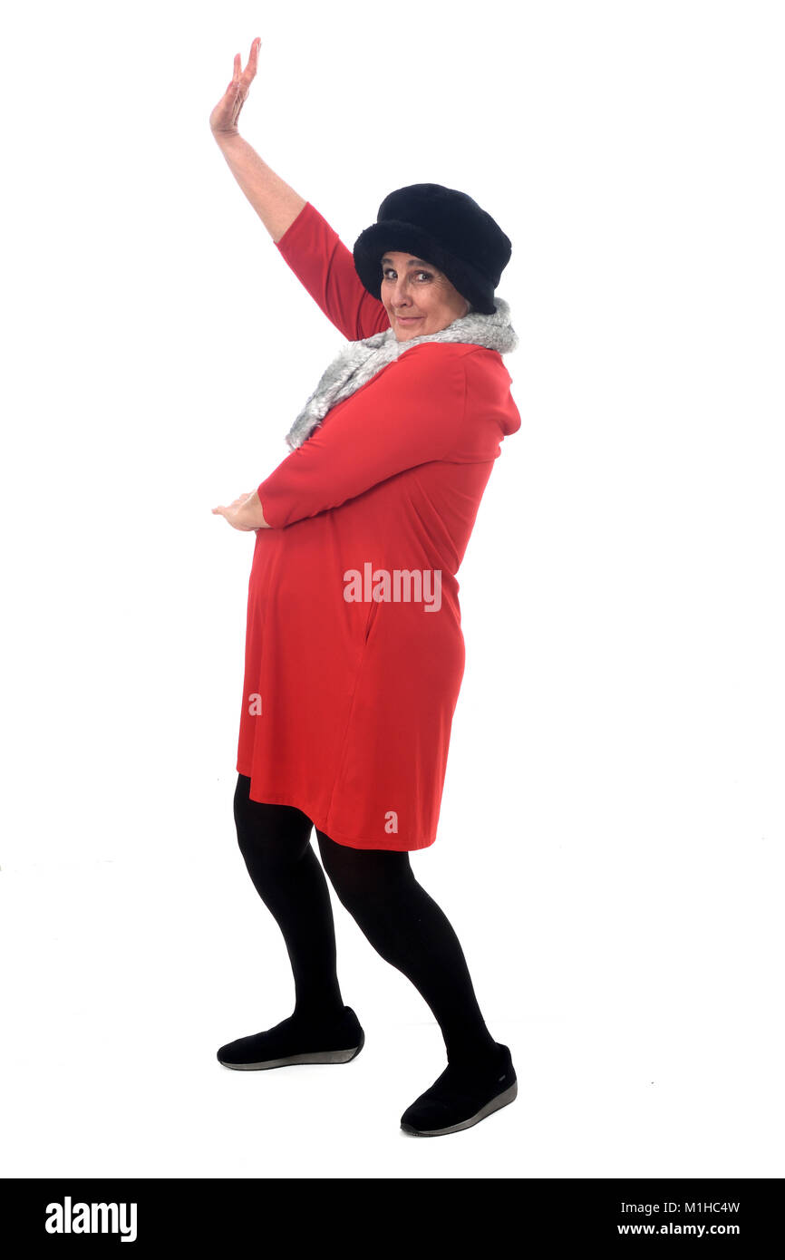 Smiling lady senior on white to camera Cut Out Stock Images & Pictures ...