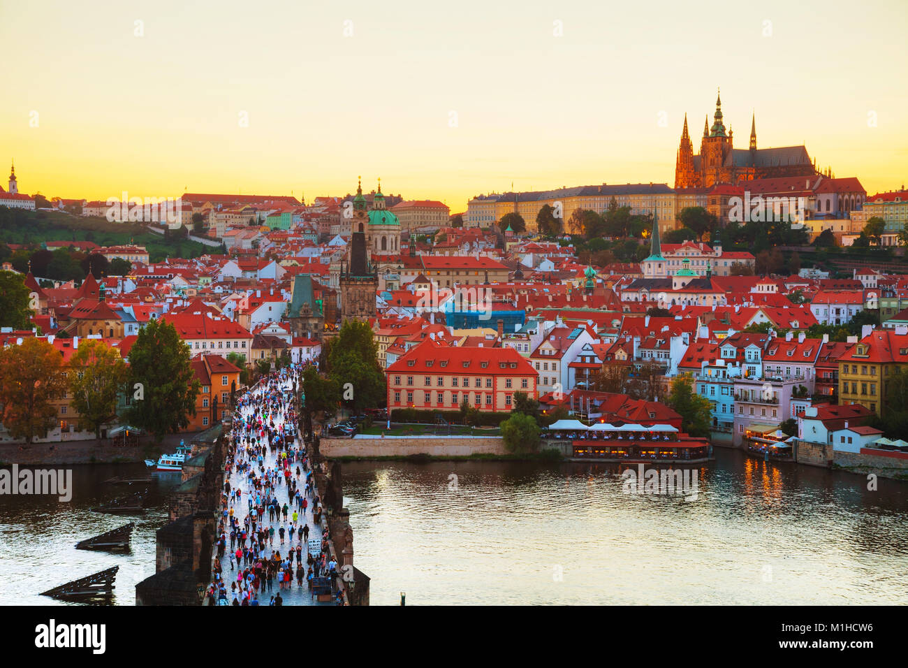 PRAGUE, CZECH REPUBLIC - AUGUST 28: Aerial overview of Prague with St ...