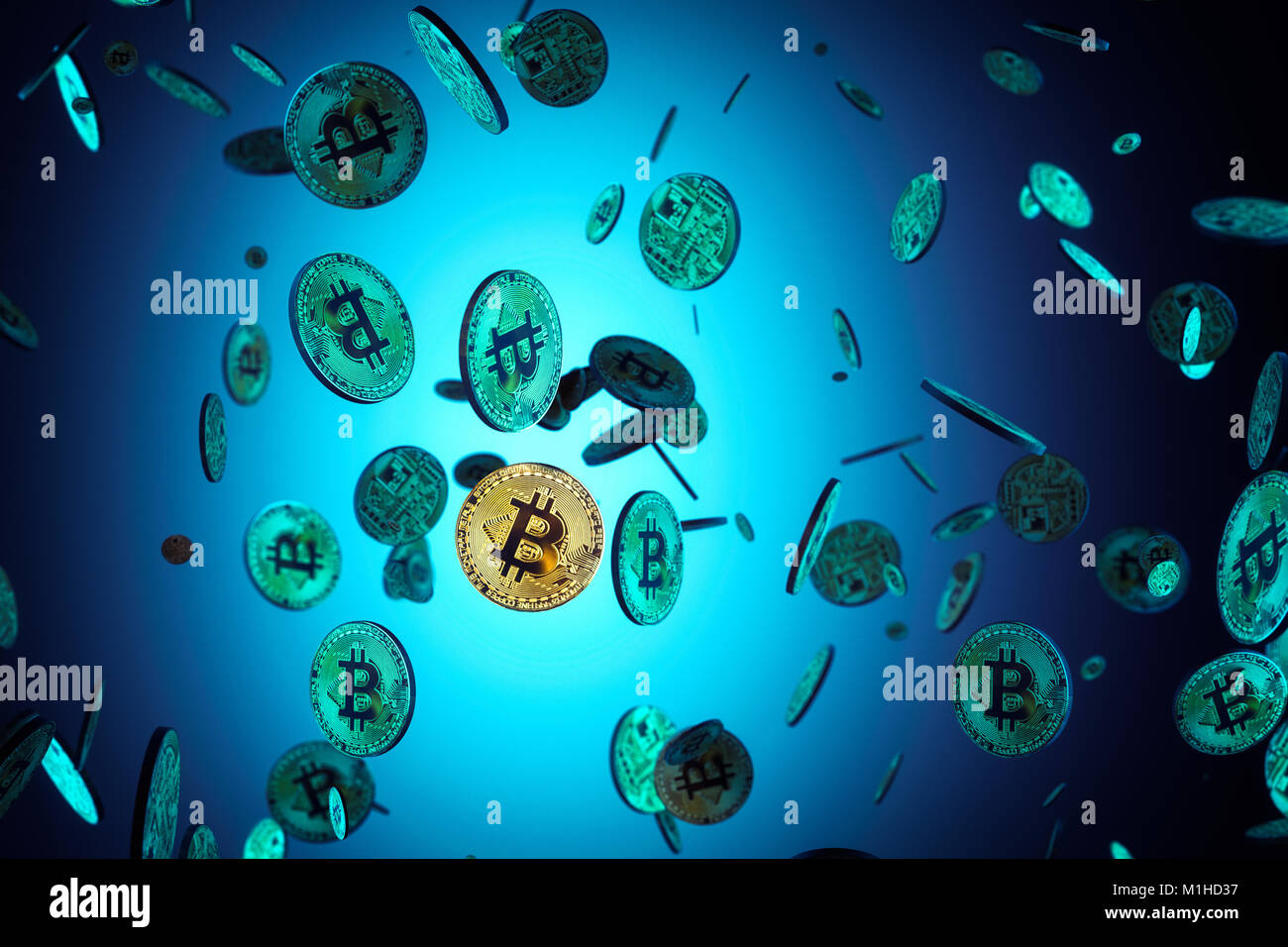 3d rendering of abstract bitcoin models background Stock Photo - Alamy