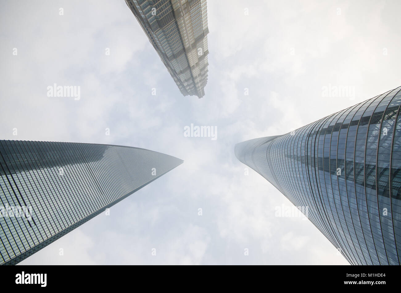 Looking up at the beautiful skyscraper, high rise buildings Stock Photo ...
