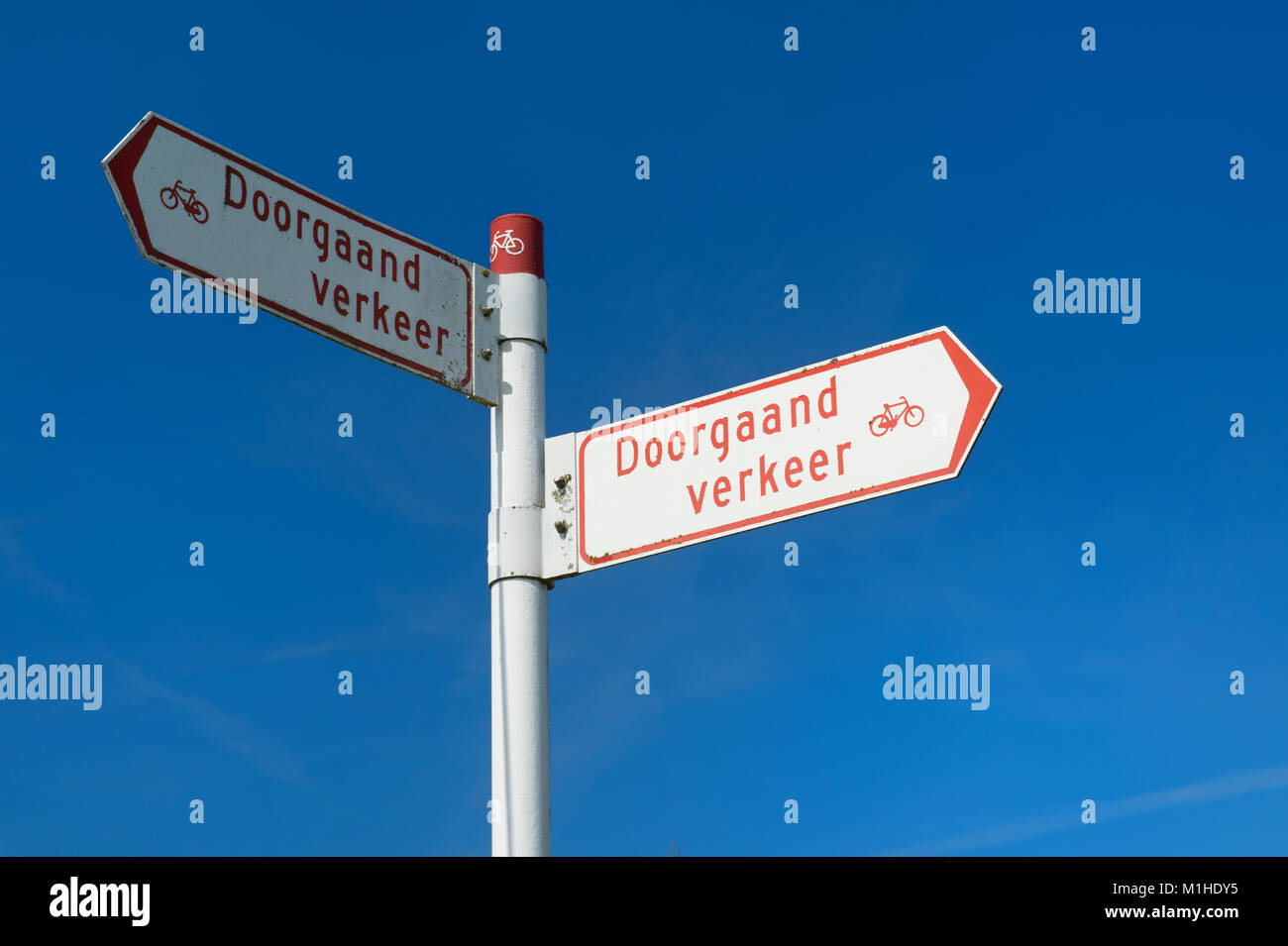 Typical Dutch sign board for bikers Stock Photo - Alamy