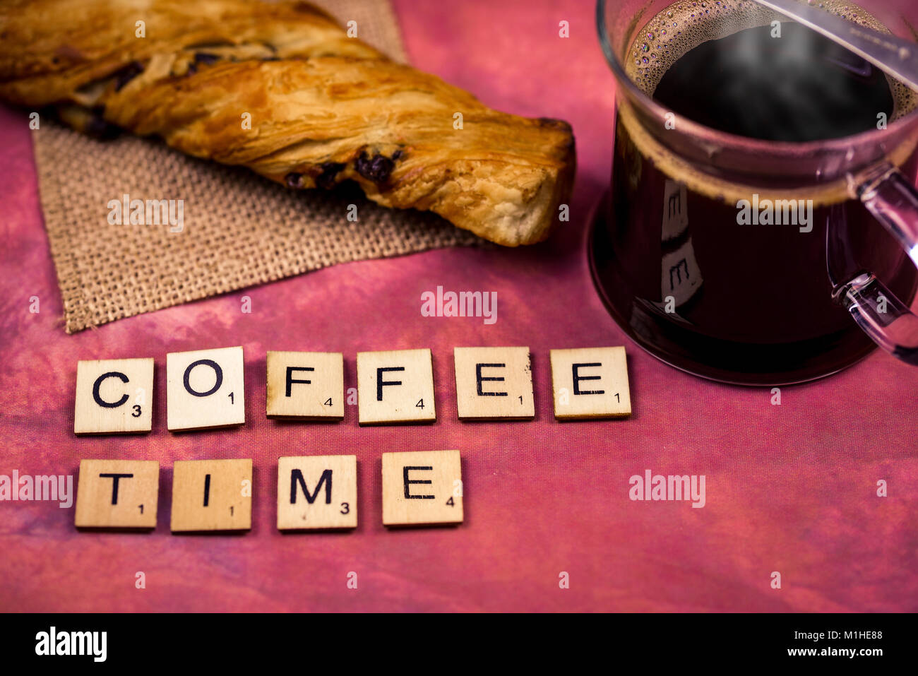 Concept of coffee and alphabet wooden letters with letters forming word ...