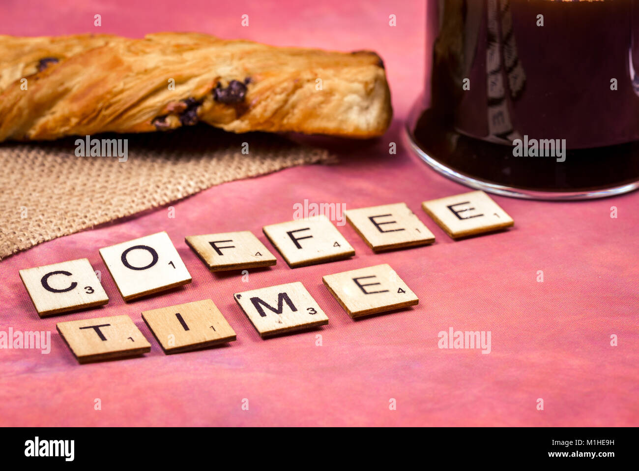 Concept of coffee and alphabet wooden letters with letters forming word ...