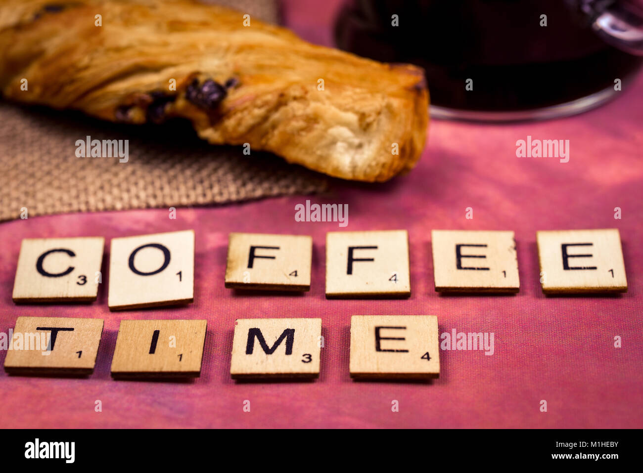 Concept of coffee and alphabet wooden letters with letters forming word ...