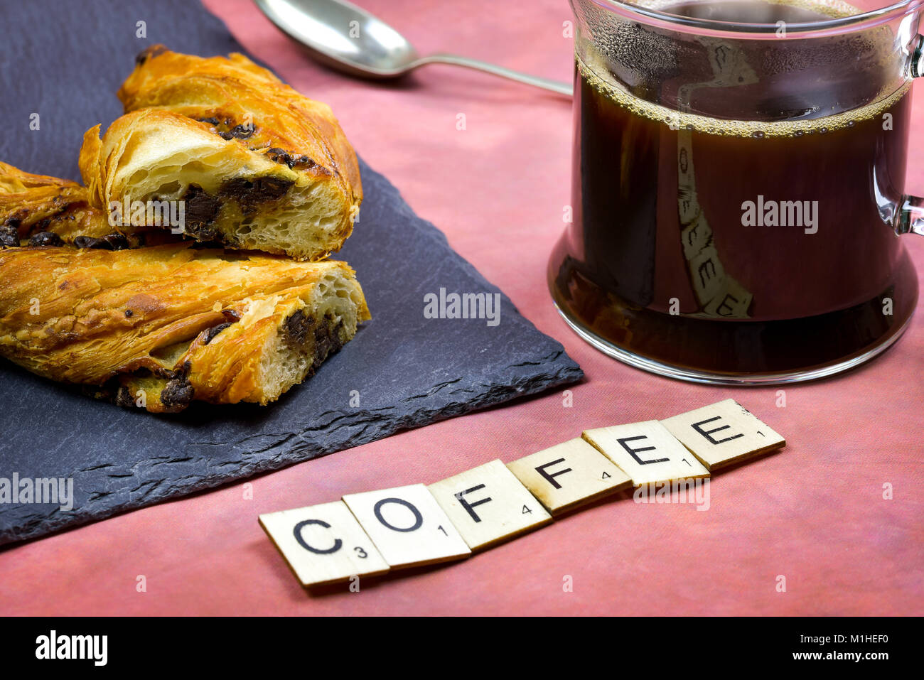 Concept of coffee and alphabet wooden letters with letters forming word ...